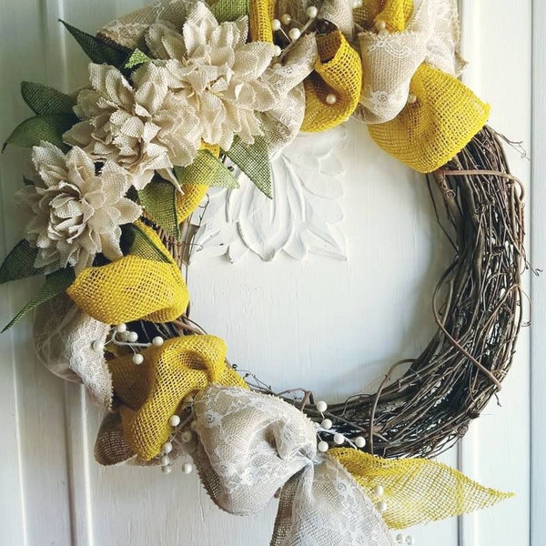 Spring Burlap Wreath - Etsy