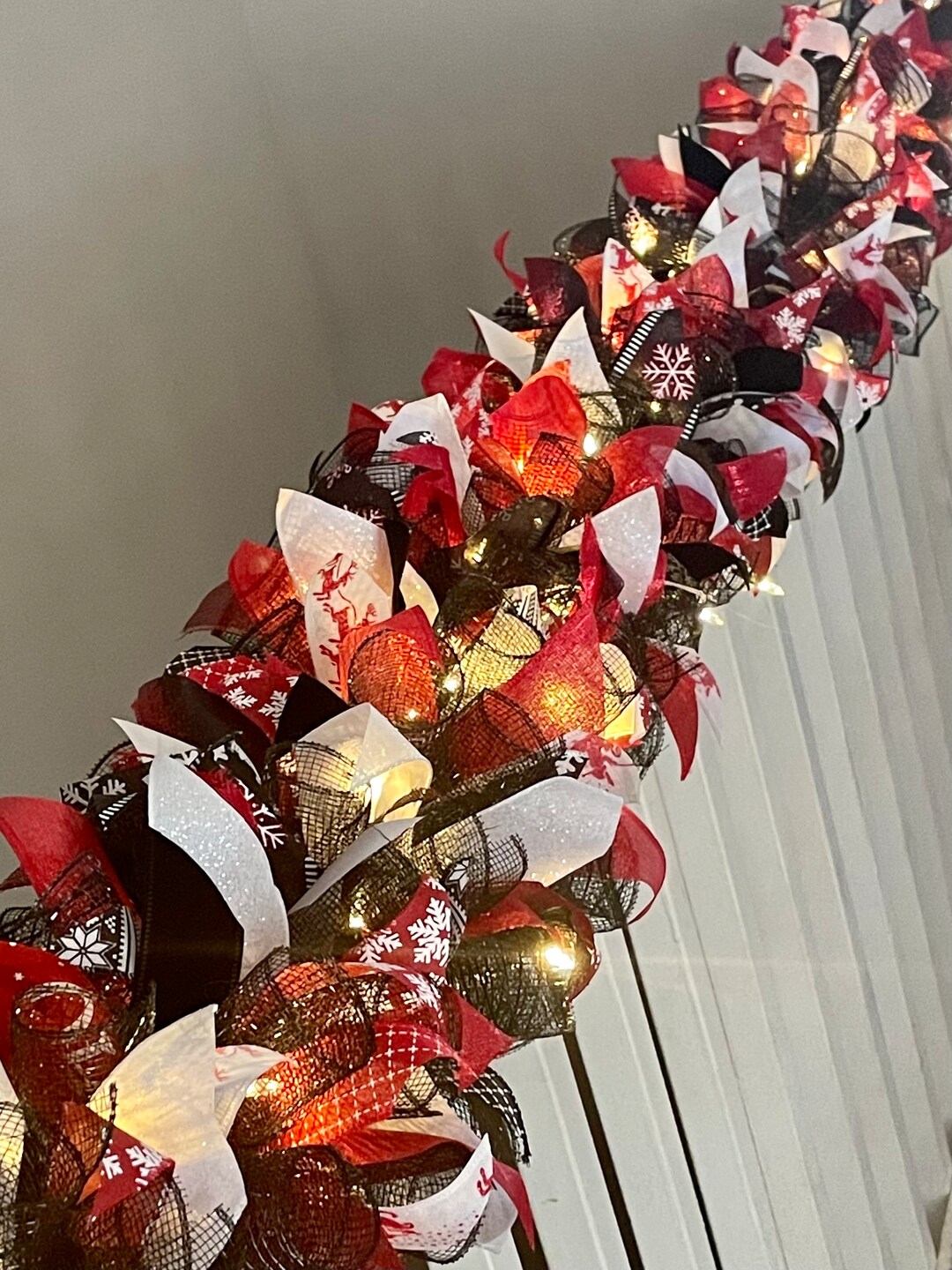 Christmas Garland, Holiday Garland, Red and Black Garland, Christmas ...