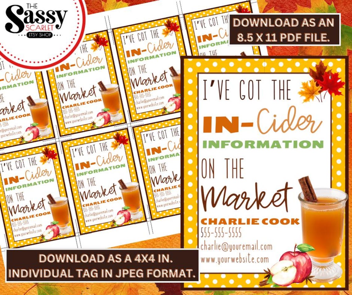 Fall Realtor Pop-by Tag | Cider Theme Marketing (digital Download) - Etsy