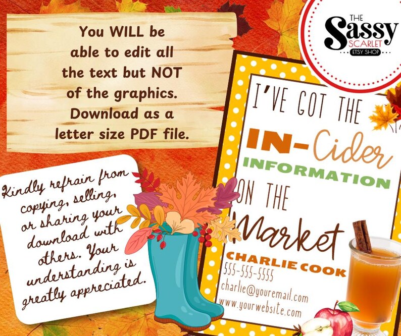 Fall Realtor Pop-by Tag | Cider Theme Marketing (digital Download) - Etsy