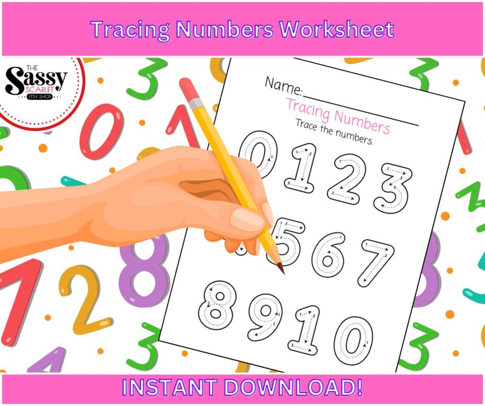 Printable Numbers Tracing Worksheets for Kids | Instant Download ...