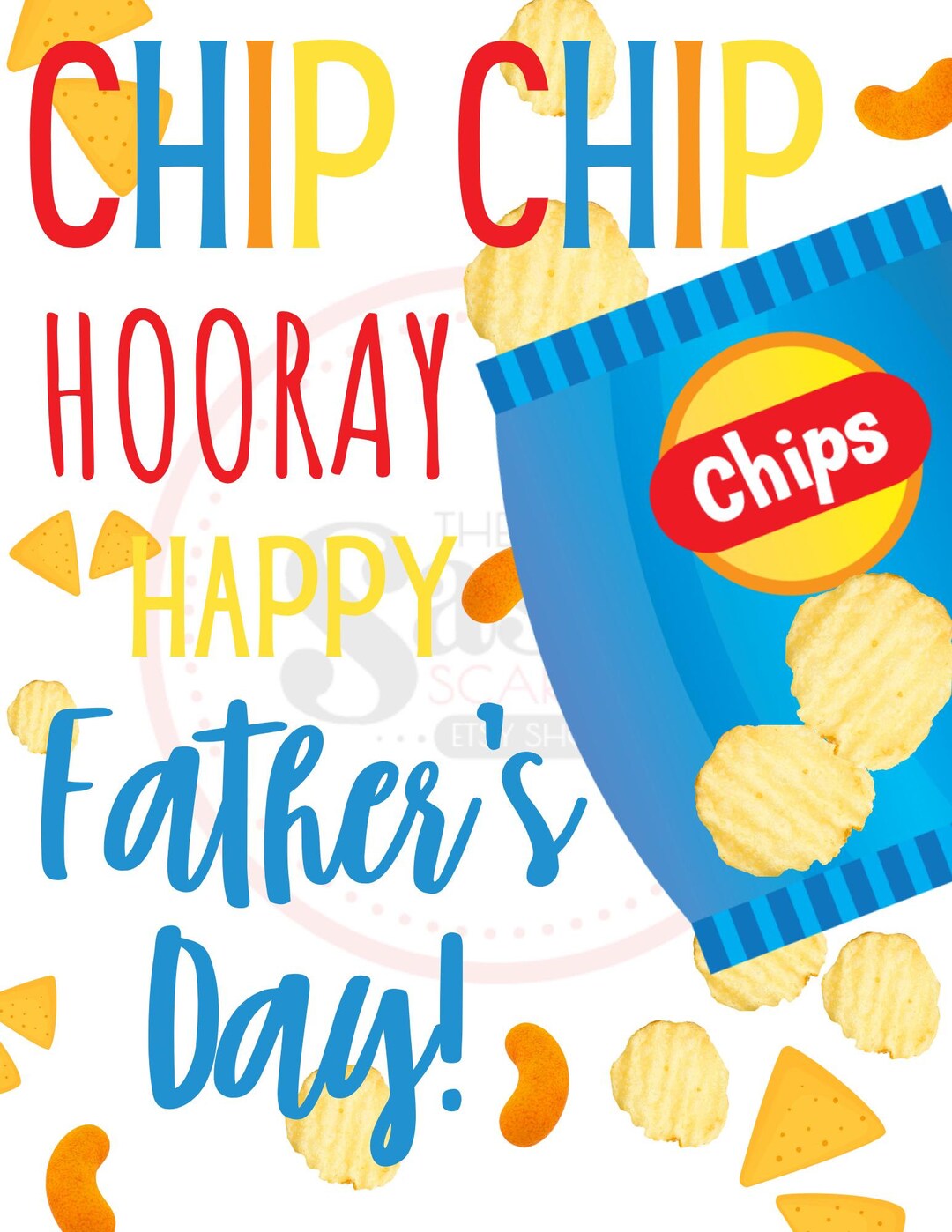 Editable chips Chips Hooray Happy Father's Day Pop-by Tag - Etsy