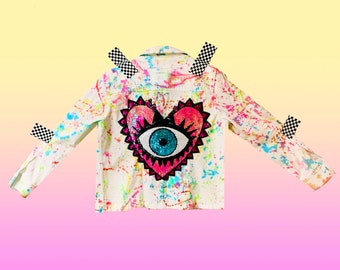 Evil Eye Jean Jacket | Etsy