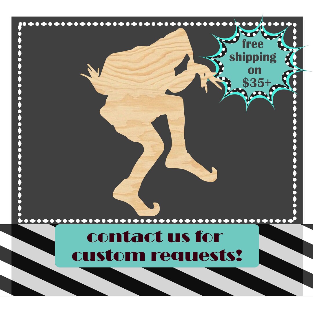 Green Monster Tip Toe Cutout Unfinished, Grinch, Checkered, Christmas ...