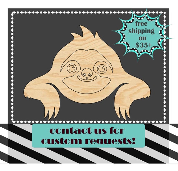 Engraved Sloth Cutout Unfinished Animal Zoo Sloth Slow - Etsy