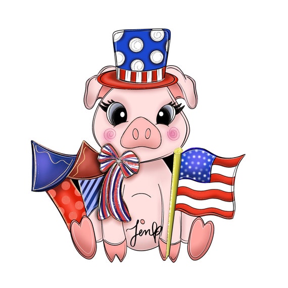 Digital Template Pig July 4th Independence Day Usa | Etsy
