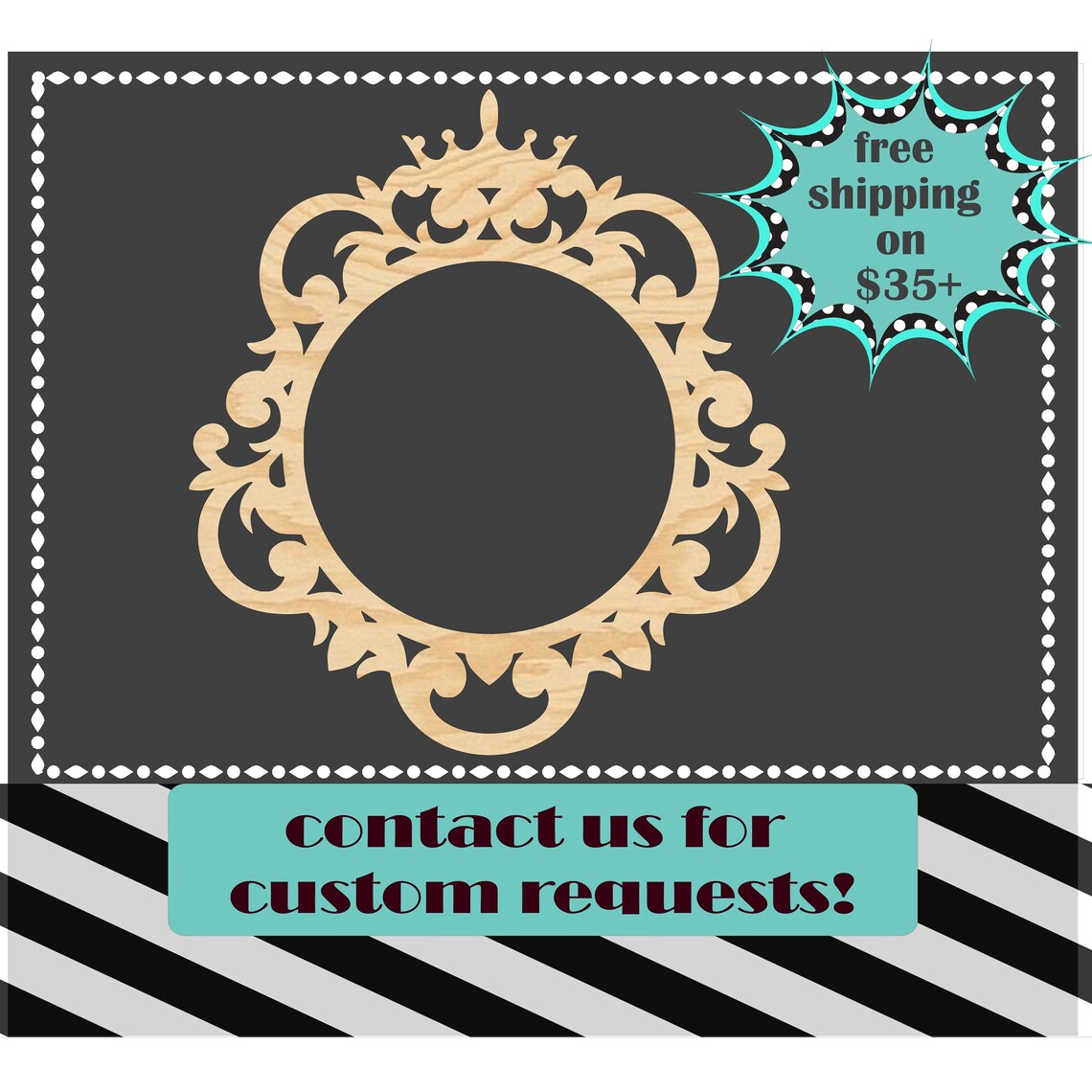Round Crown Frame Cutout Unfinished Laser Cut Bulk - Etsy