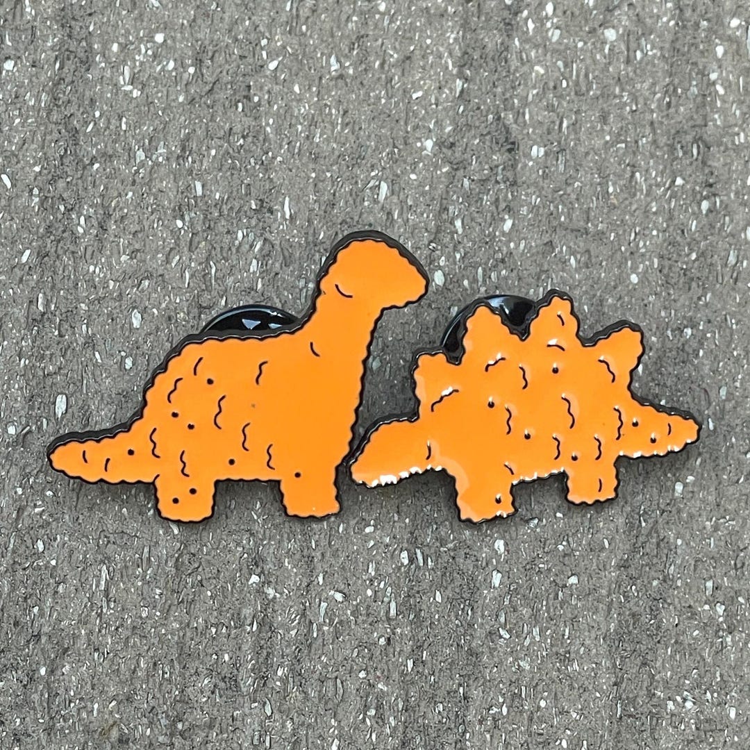 Dinosaur Chicken Nugget Enamel Pin Birthday, School, Gift, Accessory ...