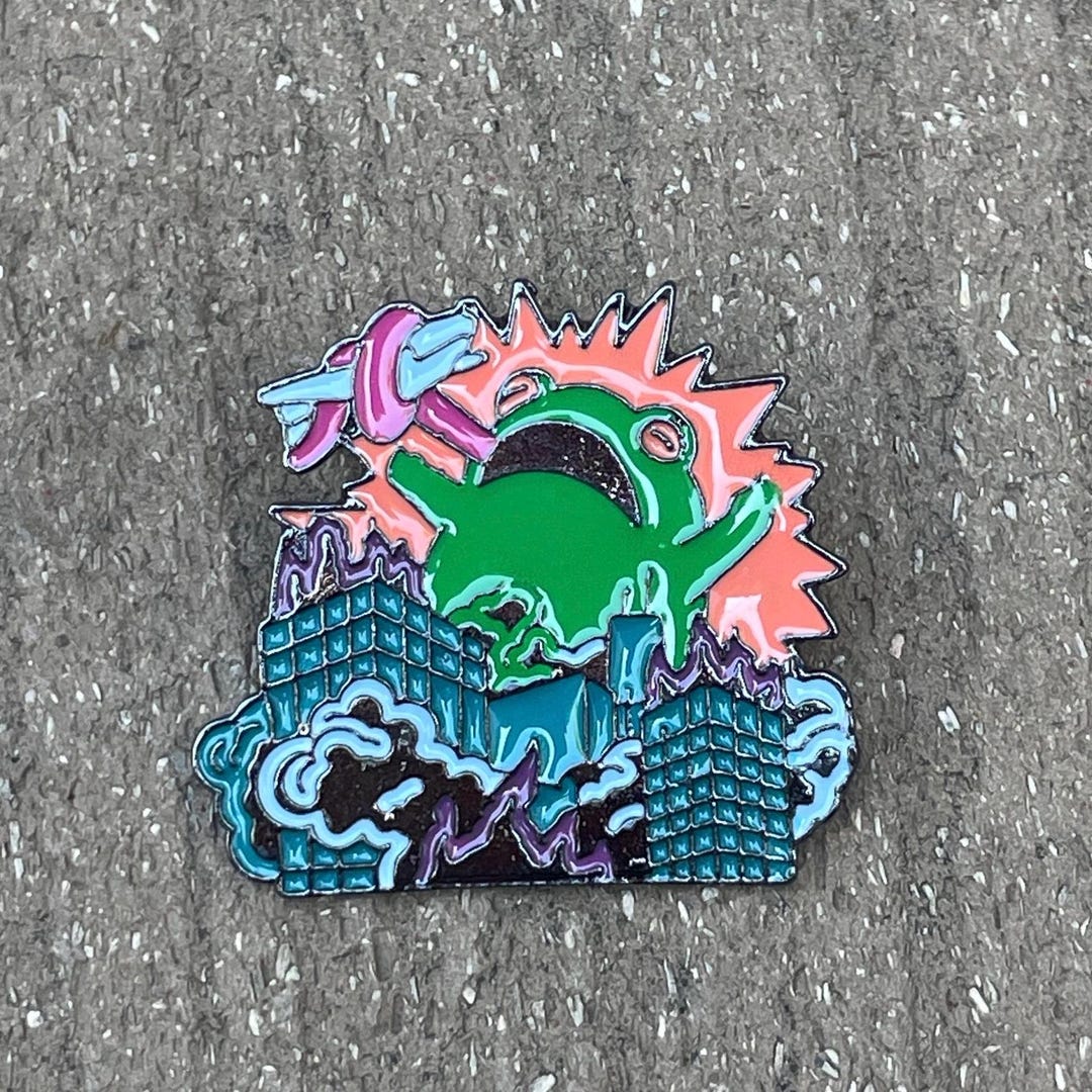 Frog Frogzilla Funny Enamel Pin Birthday, School, Gift, Accessory ...