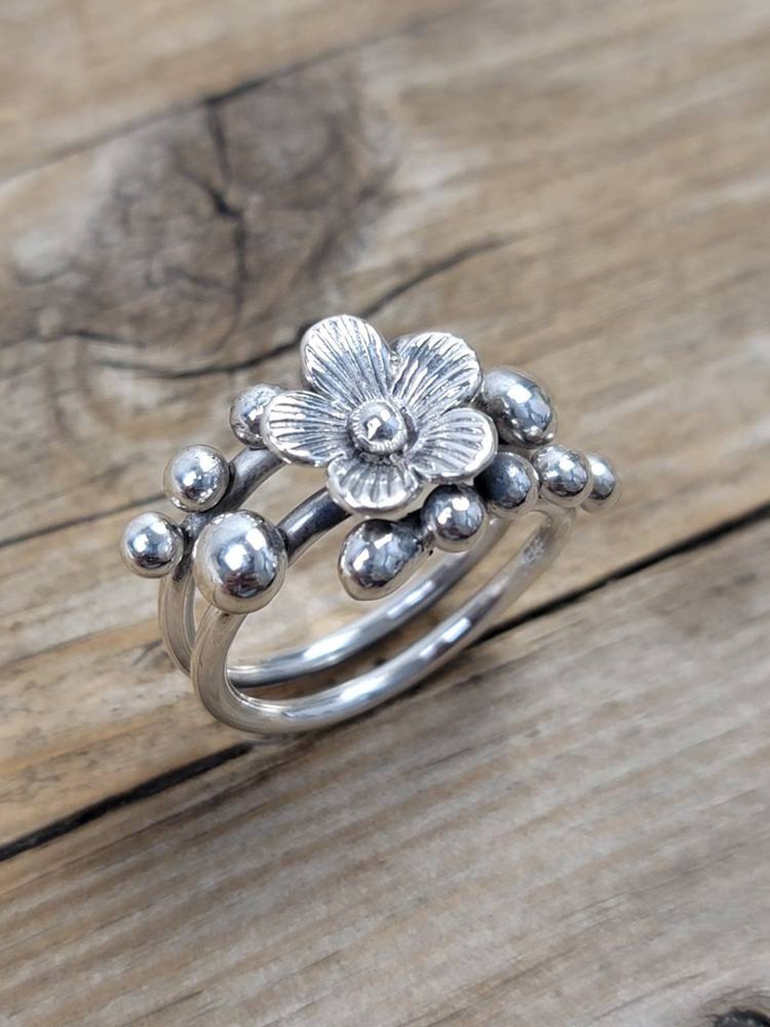 Flower Cluster Boho Ring, 925 Sterling Silver Ring, Boho Ring, Flower ...