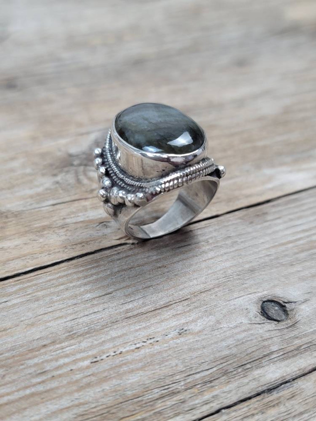 Anillo boho de labradorita , anillo de plata esterlina 925, anillo de ...