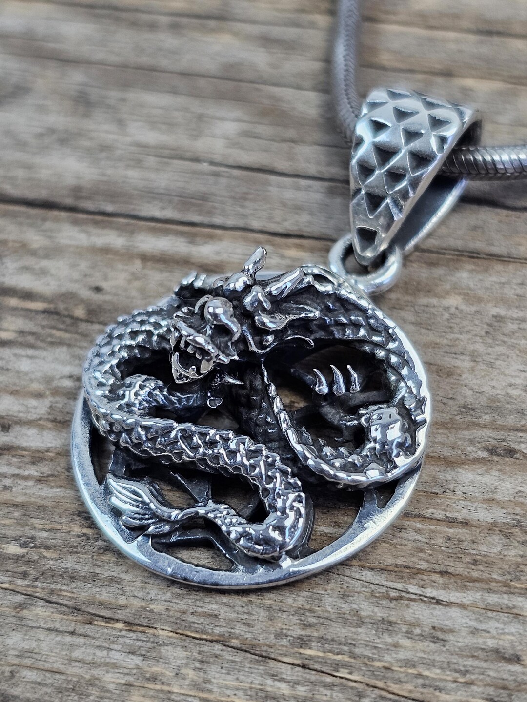 Dragon Pendant, 925 Sterling Silver Pendant, Dragon Pendant, Silver ...