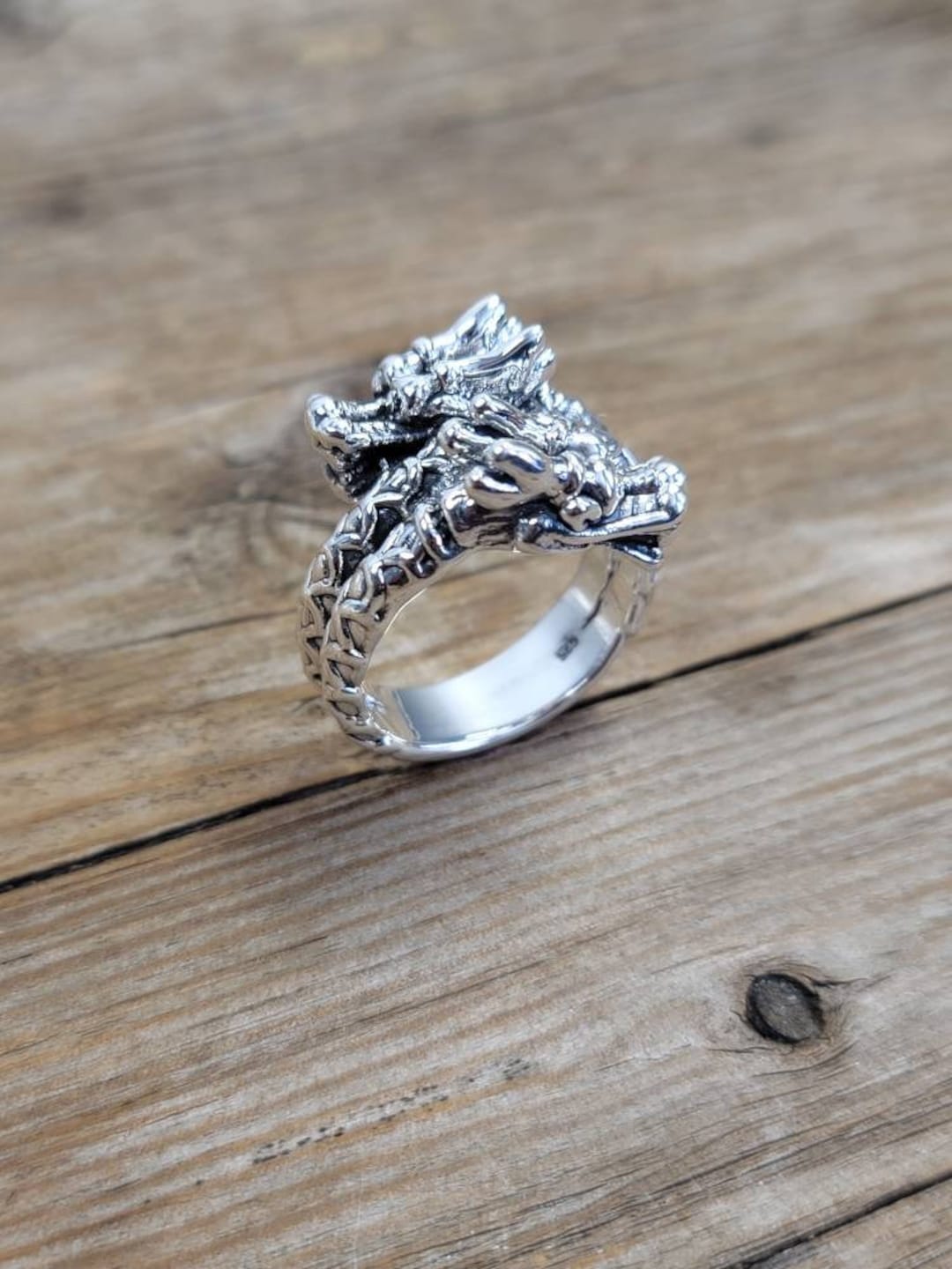 Double Dragon Ring, 925 Sterling Silver Ring, Dragon Hollow Design Ring ...