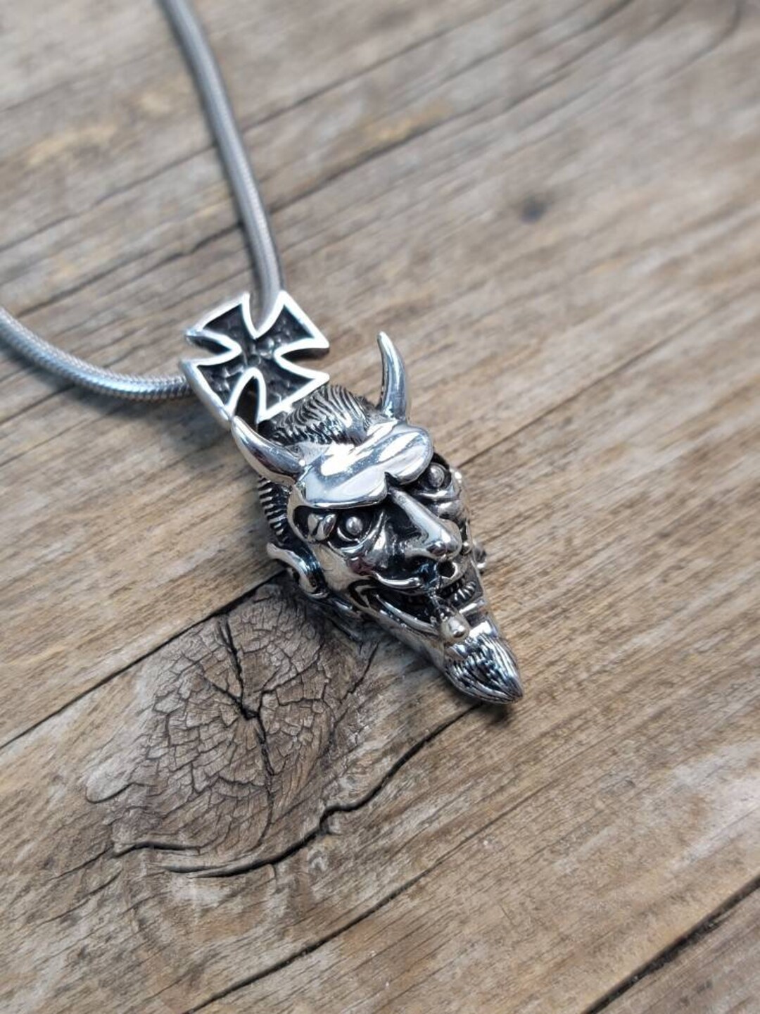 925 Sterling Silver Devil Cross Pendant, Devil Pendant, Cross Pendant ...