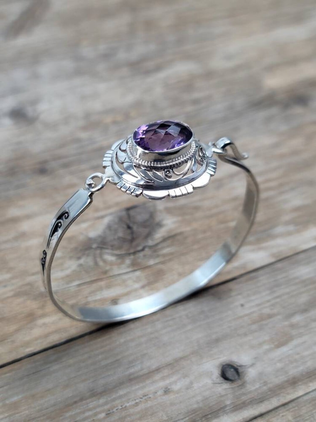 Amethyst Floral Netting Armreif, 925 Sterling Silber Armreif, Amethyst Armband, Amethyst Schmuck ...