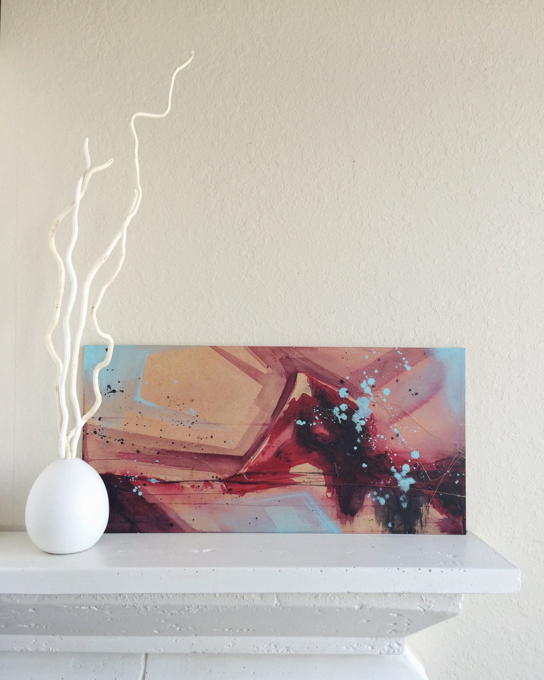 Original Red Abstract Acrylic Painting - 12" X 24" - Etsy
