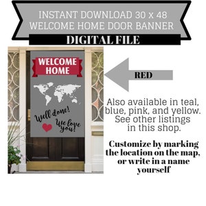 Welcome Home Door Banner/poster RED, Well Done Sign, Digital - Etsy