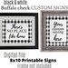 Custom Buffalo Check Sign 8 X 10 Black and White Digital - Etsy