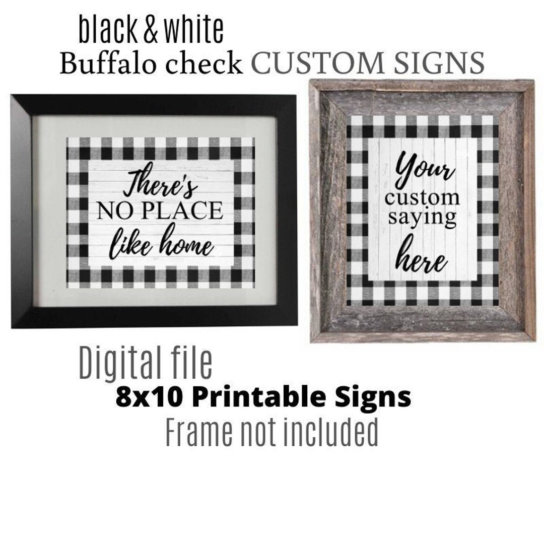 Custom Buffalo Check Sign 8 X 10 Black and White Digital - Etsy