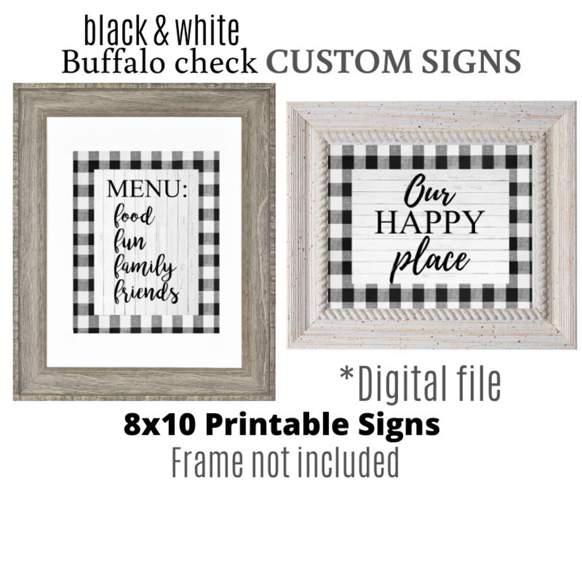 Custom Buffalo Check Sign 8 X 10 Black and White Digital - Etsy
