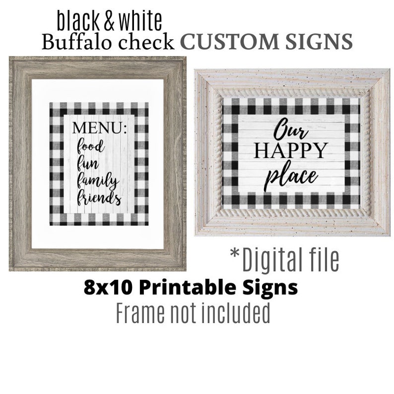 Custom Buffalo Check Sign 8 X 10 Black and White Digital - Etsy