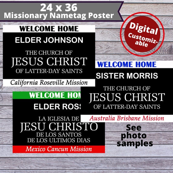 LDS Missionary Welcome Home Name Tag-Mission Poster | Etsy