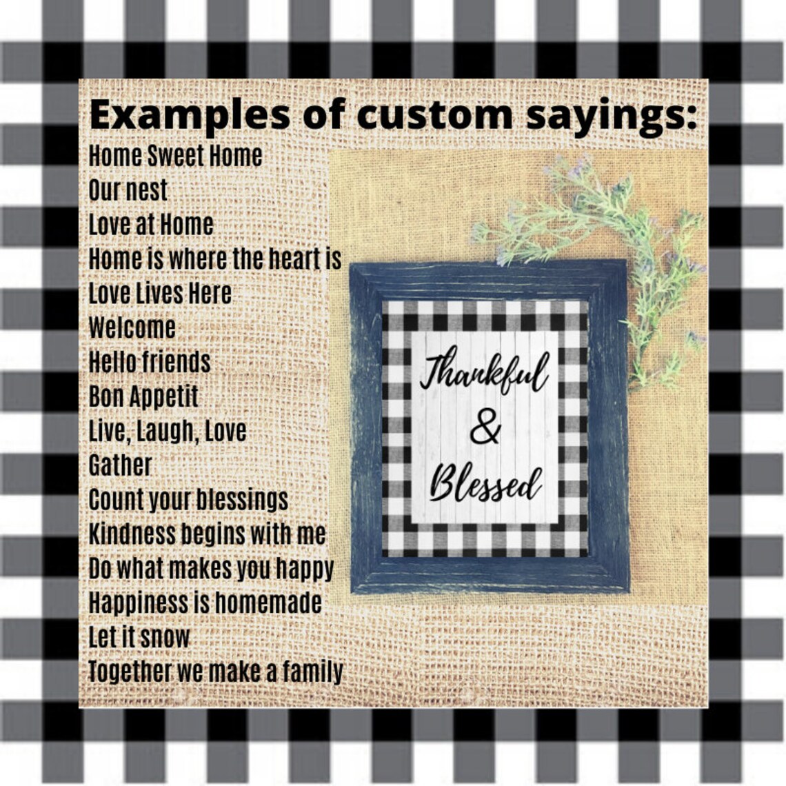 Custom Buffalo Check Sign 8 X 10 Black and White Digital - Etsy