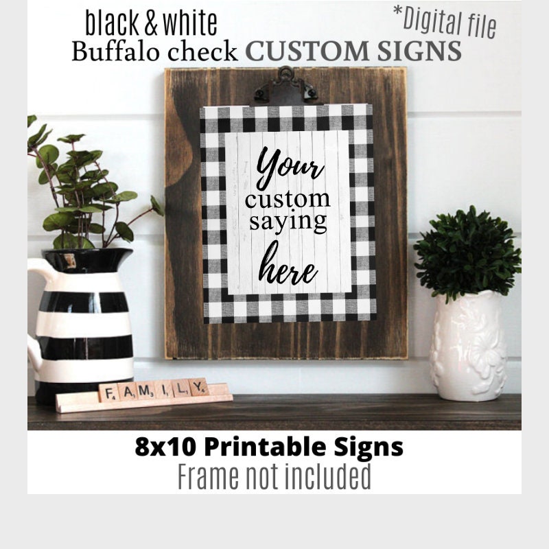 Custom Buffalo Check Sign 8 X 10 Black and White Digital - Etsy