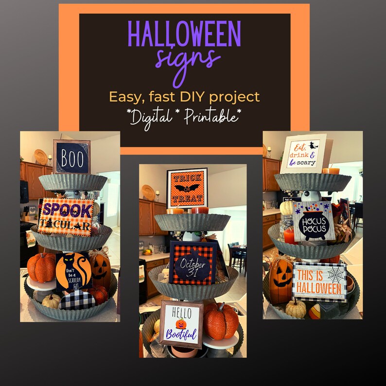 Tiered Tray Signs, Halloween Bundle, Digital, Printable, Do It Yourself ...