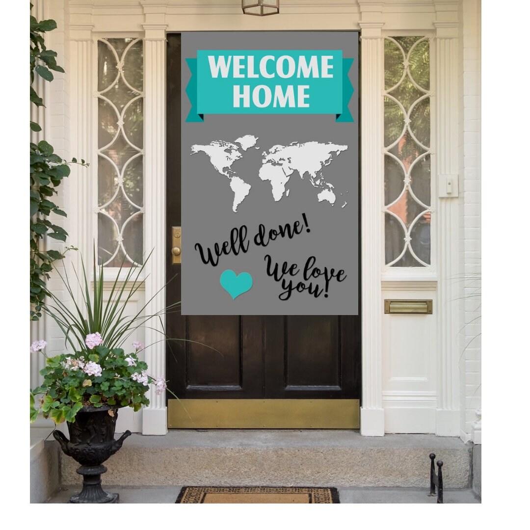 Welcome Home Door Banner/poster TEAL, Well Done Sign, Digital - Etsy