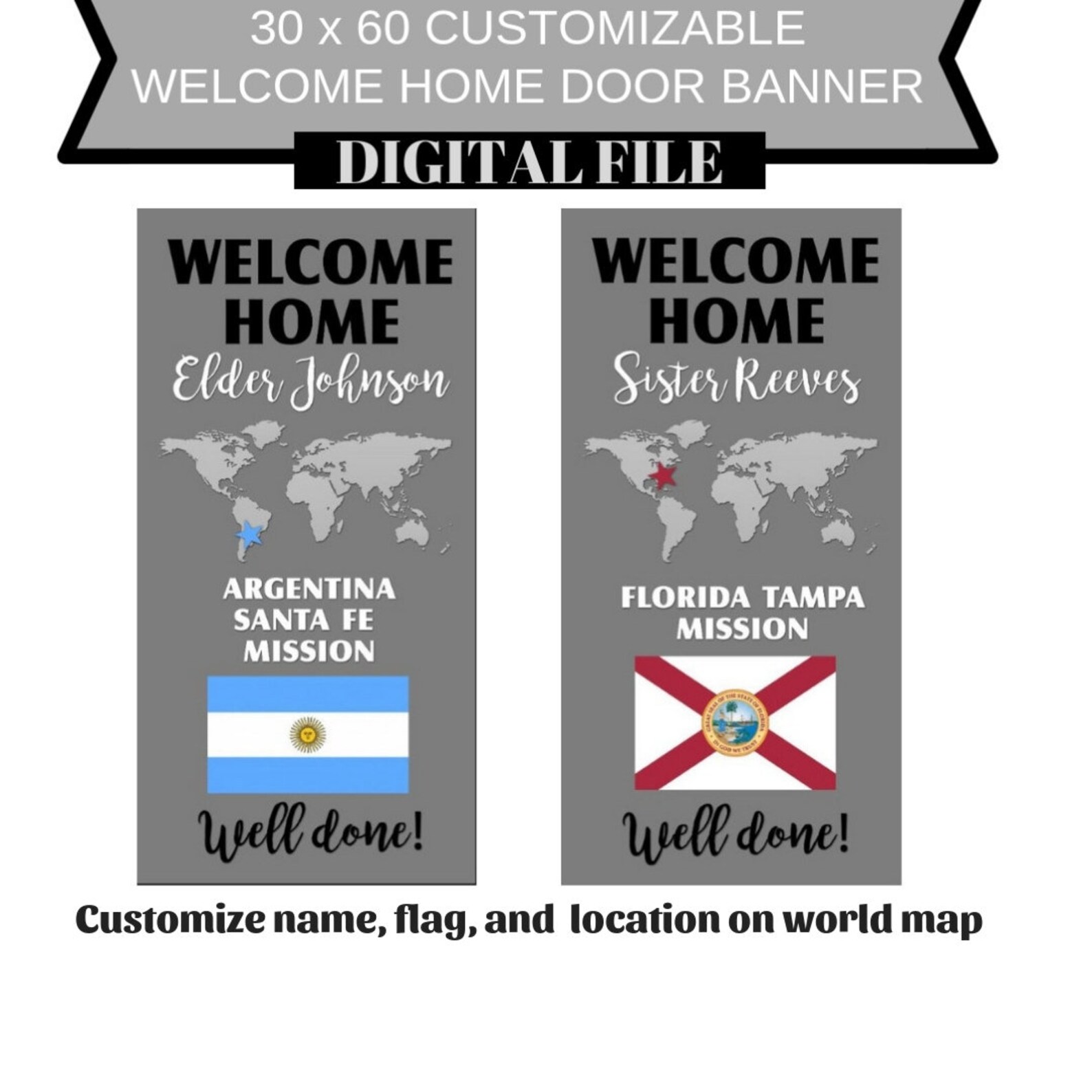 Welcome Home Door Banner Well Done Return Missionary Sign | Etsy