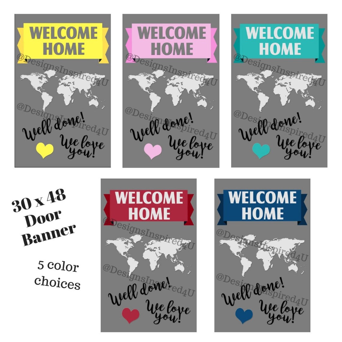 Welcome Home Door Banner/poster TEAL, Well Done Sign, Digital - Etsy