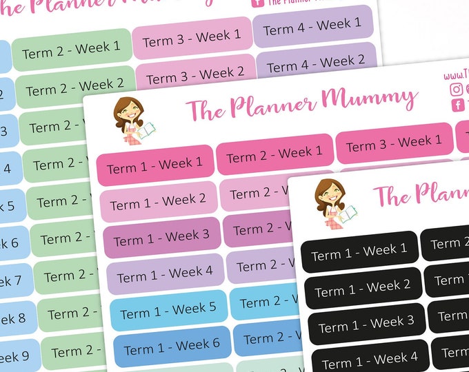 Australian School Term Stickers Pastel or Black White Planner Organiser ...