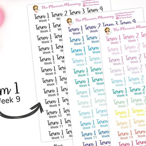Australian School Term Stickers Pastel or Black White Planner - Etsy