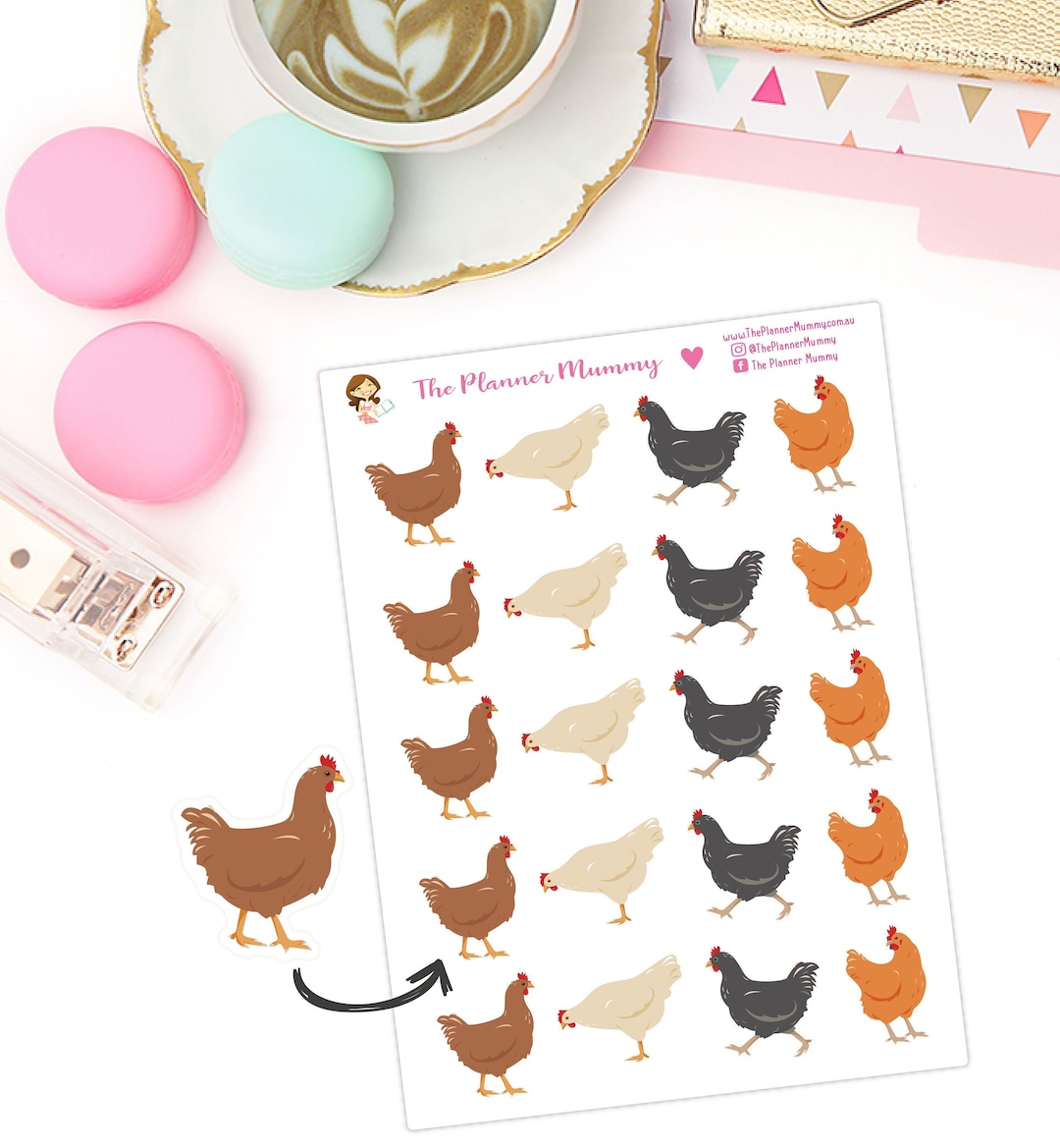 Chicken Hens Cute Stickers Eggs Planner Reminder Stickers Flea Worming ...