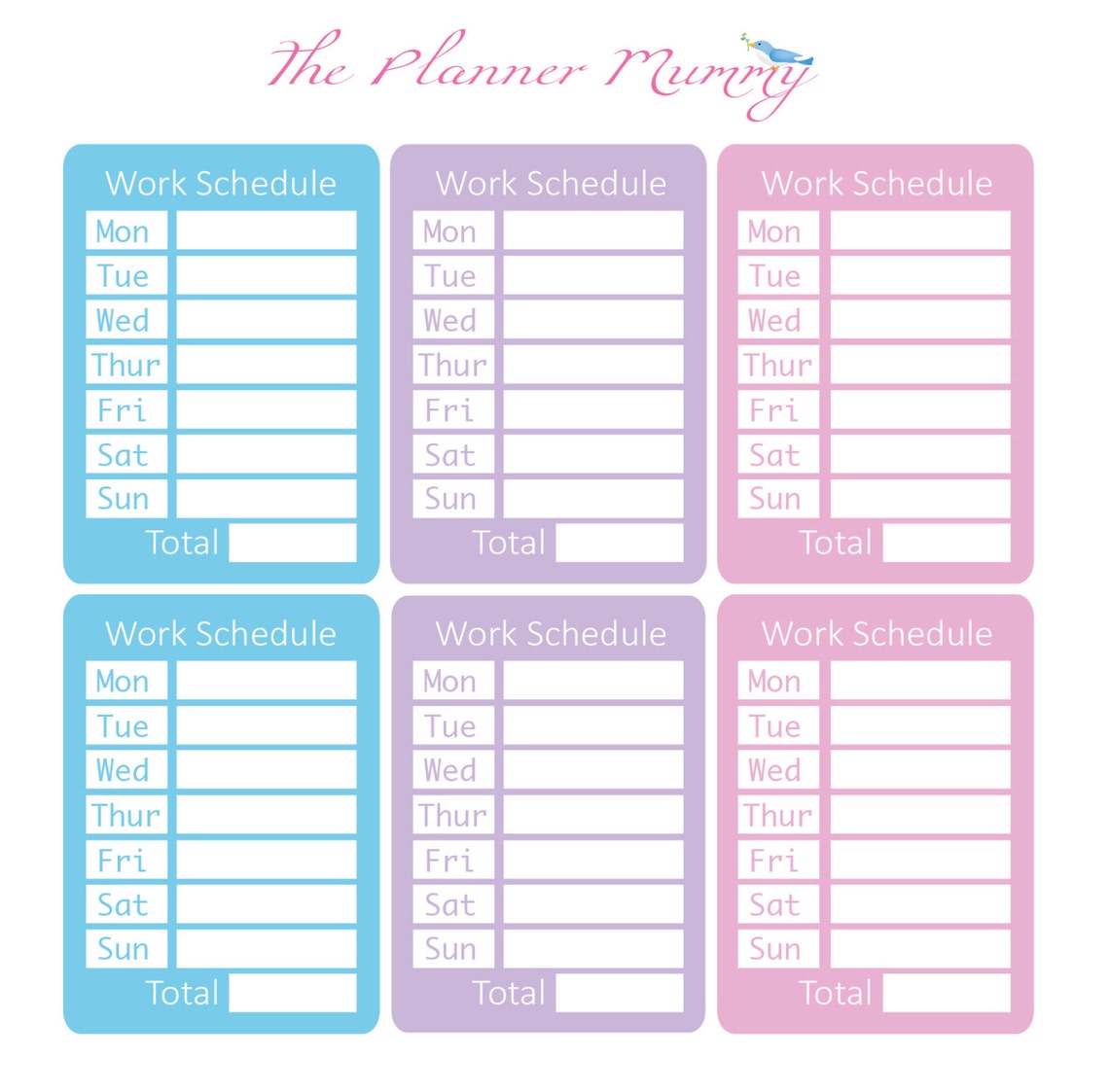 6 X Work Schedule Hours Total Planner Stickers Organiser | Etsy