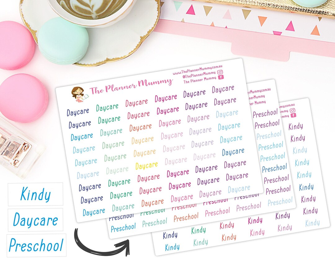 Daycare Preschool Kindy Planner Stickers Reminder Playdate Group ...