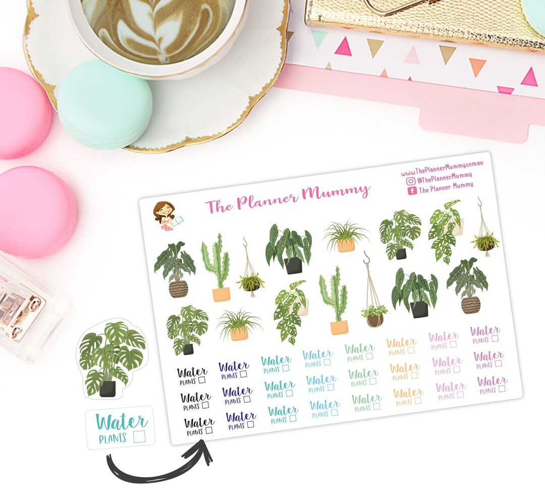 Indoor Plant Water Reminders Garden Fun Layout Stickers Planner Diary ...