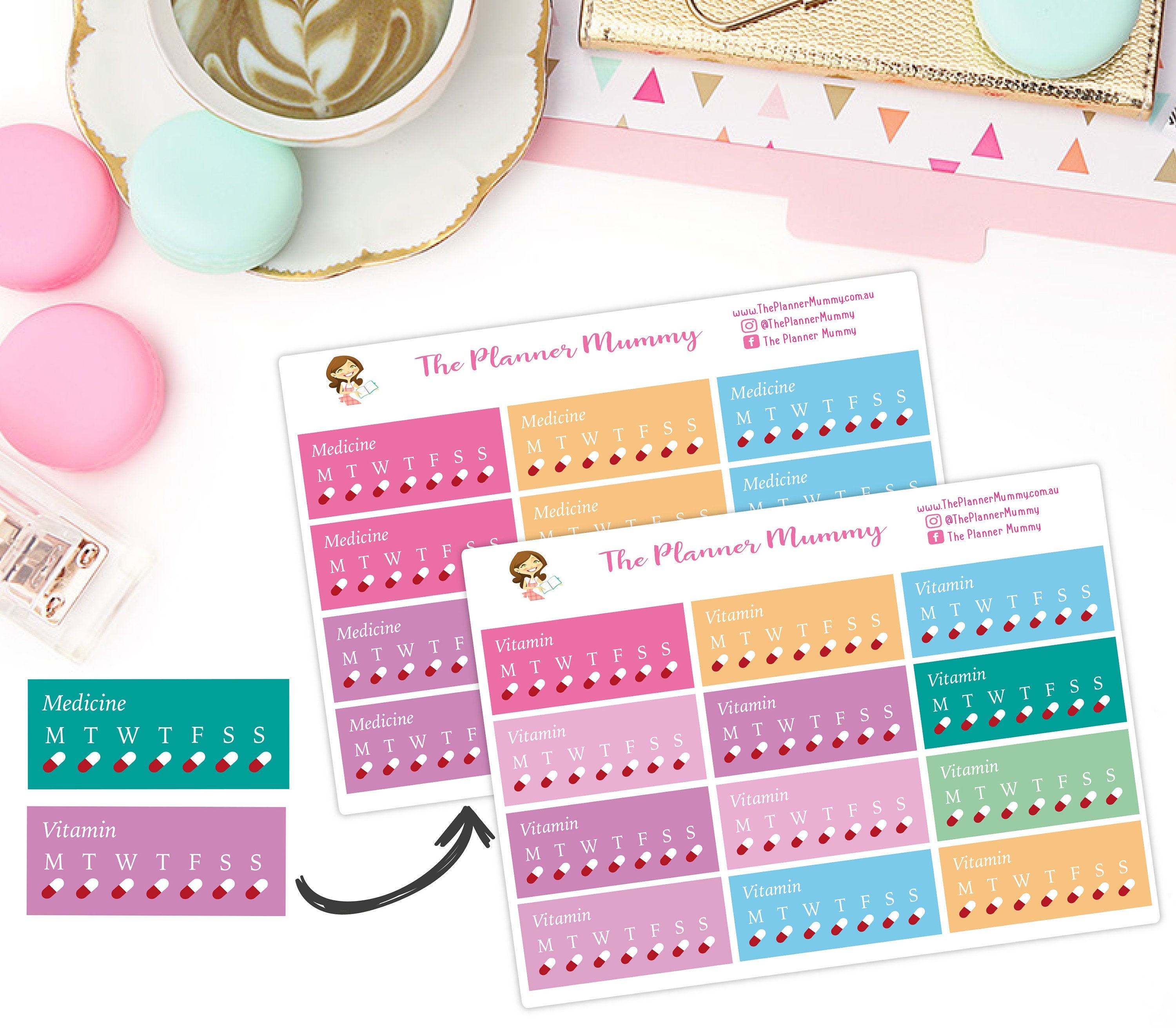 Vitamin or Medicine Planner Reminder Stickers Kikki K Diary Medicine ...