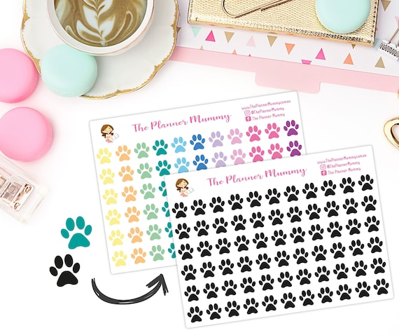 66 X Paw Print Dog Pet Cute Reminder Stickers Worming Flea - Etsy