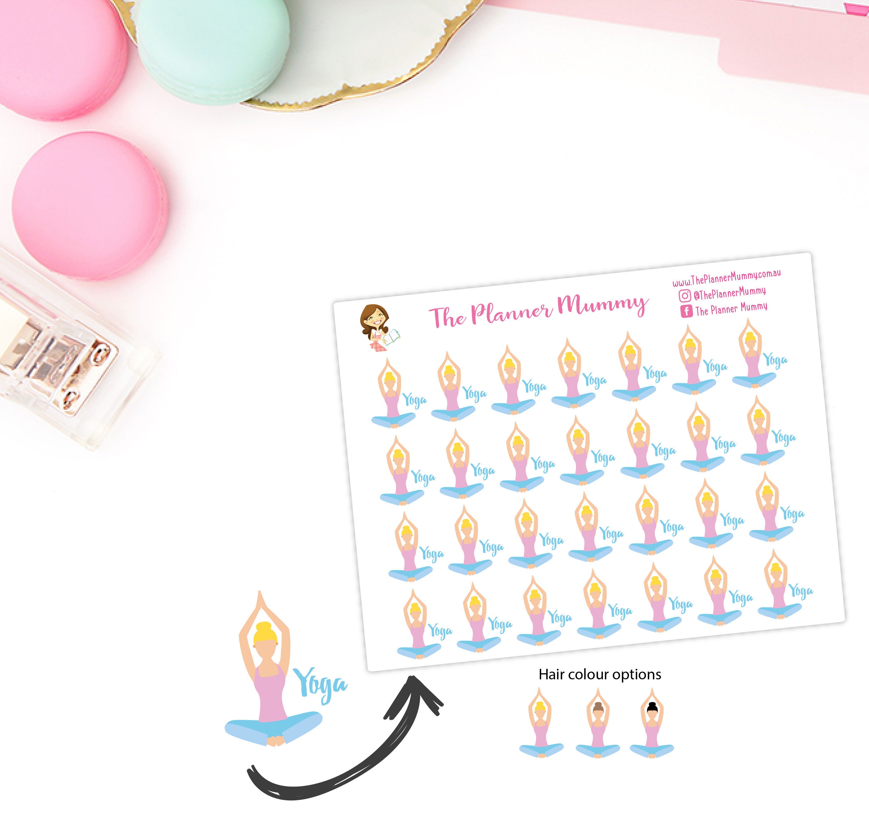 28 X Yoga Exercise Meditation Reminder Stickers Planner Diary Calendar ...