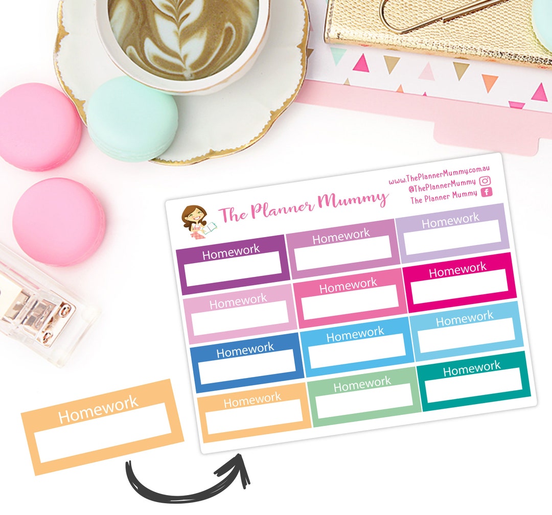 12 X Homework Assignment Reminder Planner Diary Stickers - Keep on ...
