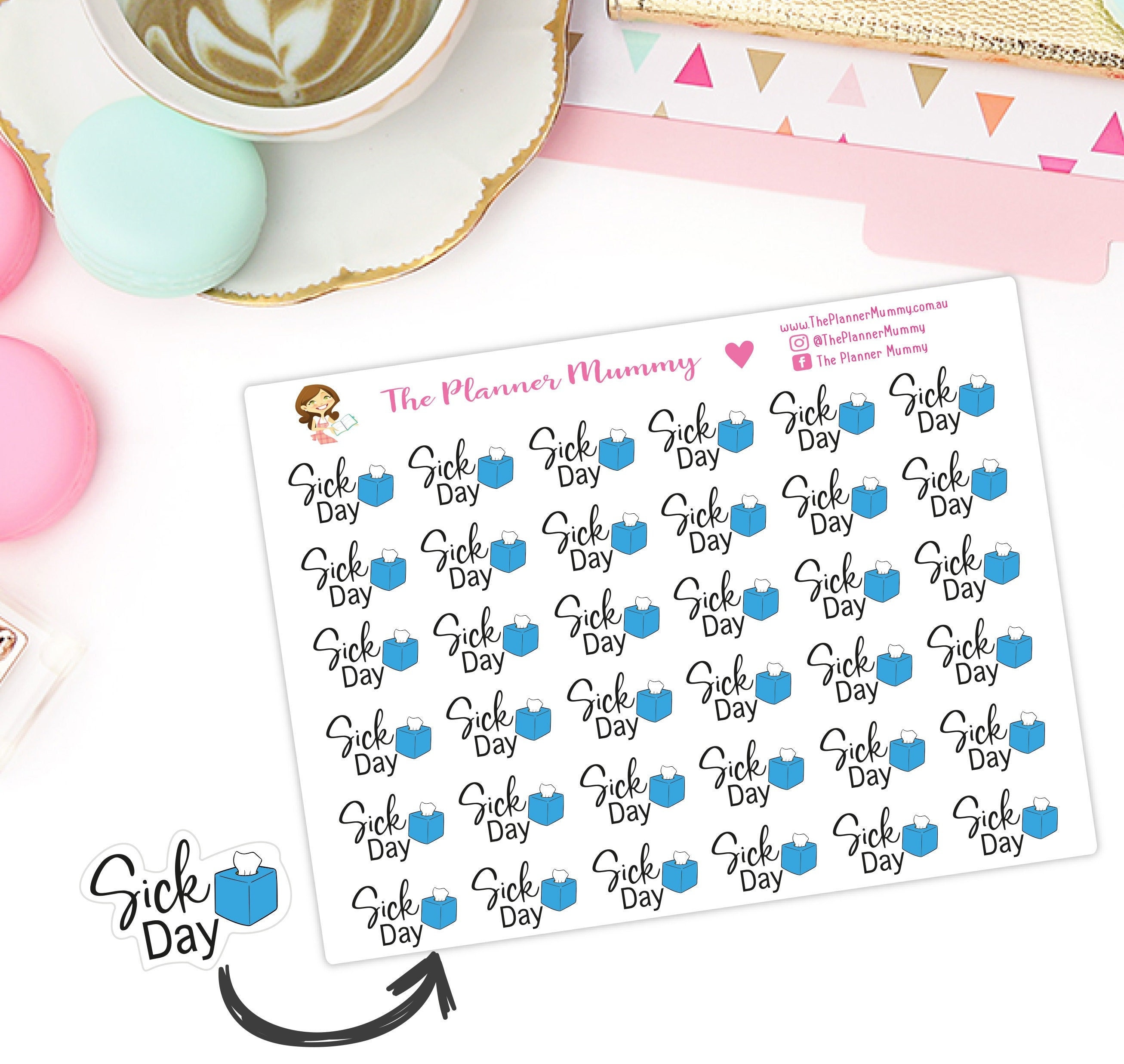 Sick Day Work Reminder Stickers Planner Diary Calendar Kikki K Erin ...