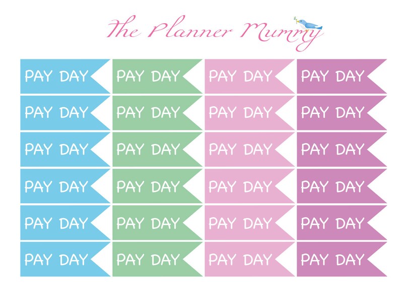 Pay Day Payday Reminder Planner Diary Stickers Money Finance | Etsy