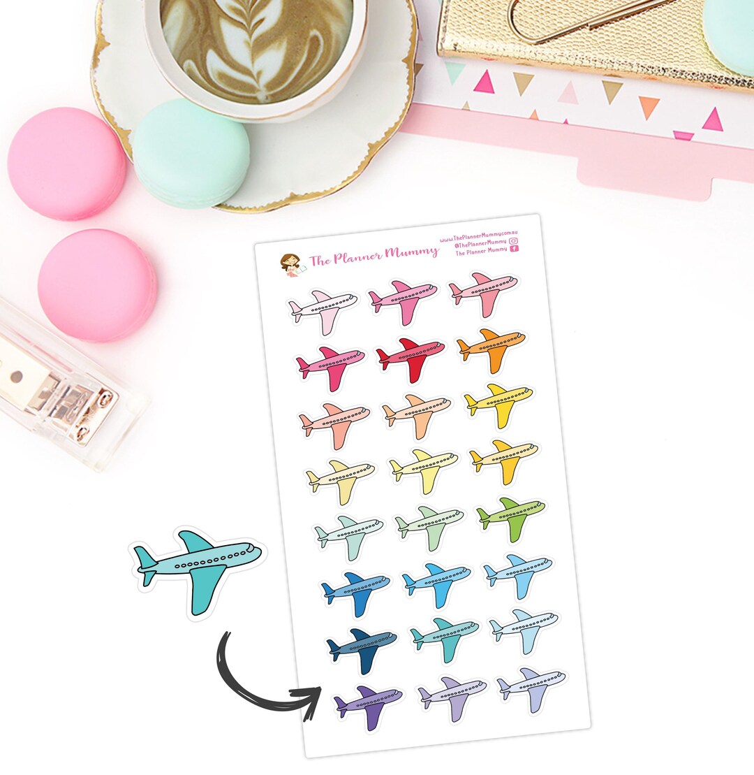 Plane Airplane Vacation Holiday Day Countdown Planner Stickers Travel ...