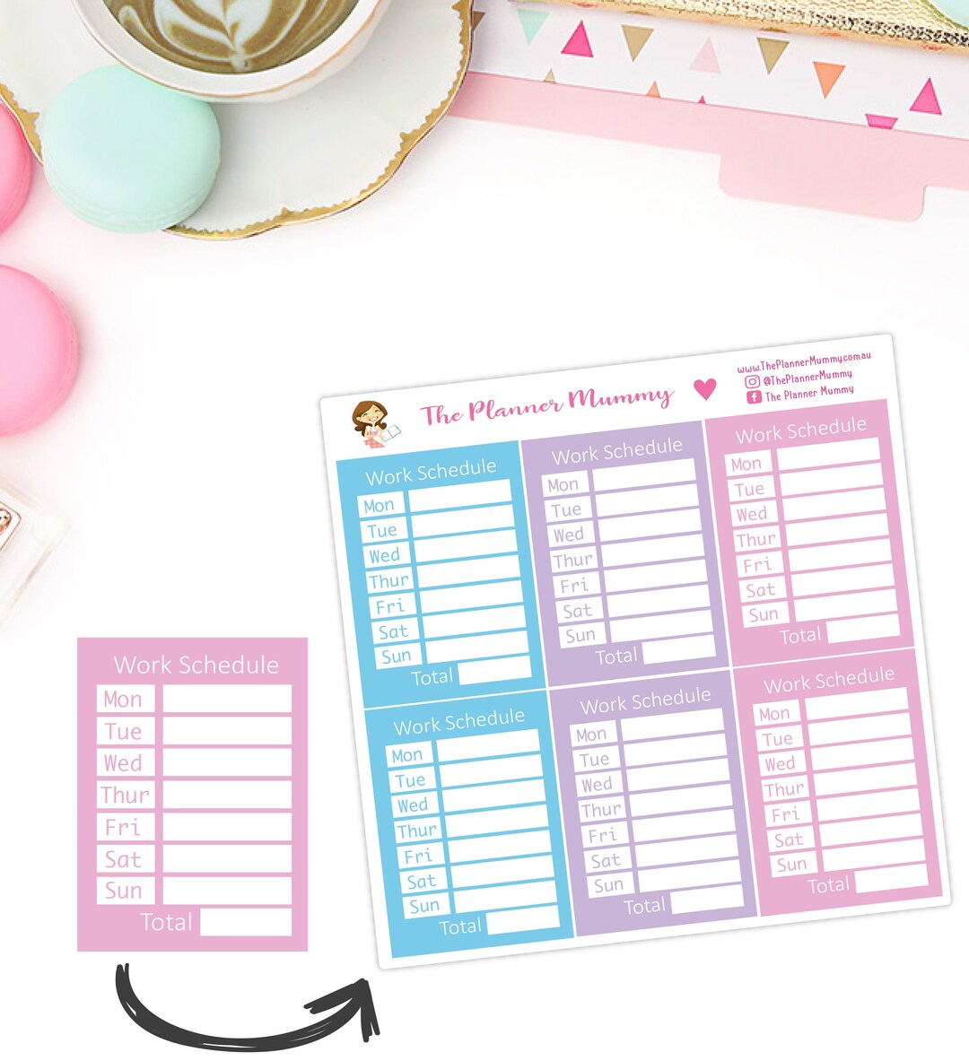 6 X Work Schedule Hours Total Planner Stickers Organiser Reminder ...