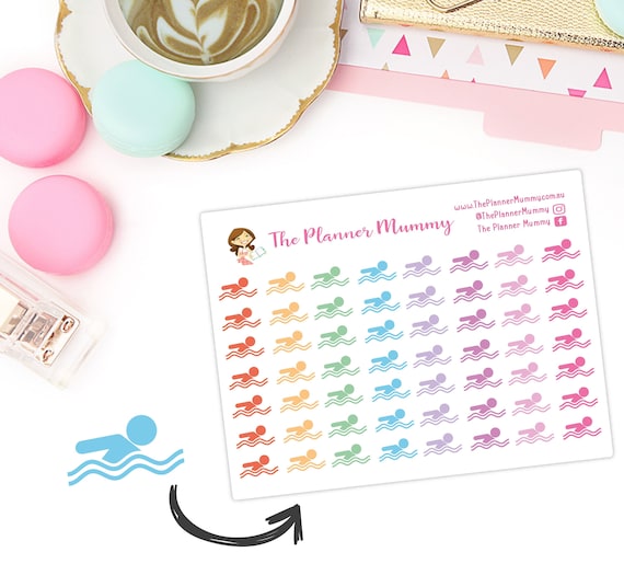 56 X Swimming Lesson Reminder Planner Stickers Swim Organiser | Etsy