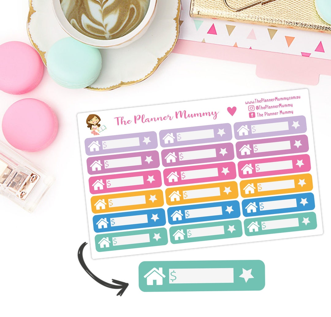 Home Loan Rent Mortgage Insurance Due Payment Reminder Stickers Planner ...