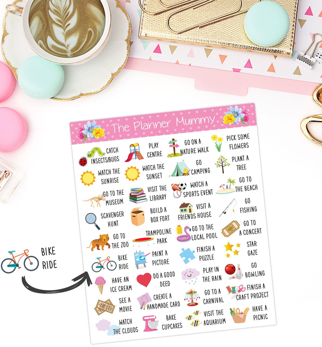 36 X Kids Adventure Bucket List Quality Time Stickers Countdown Bike ...