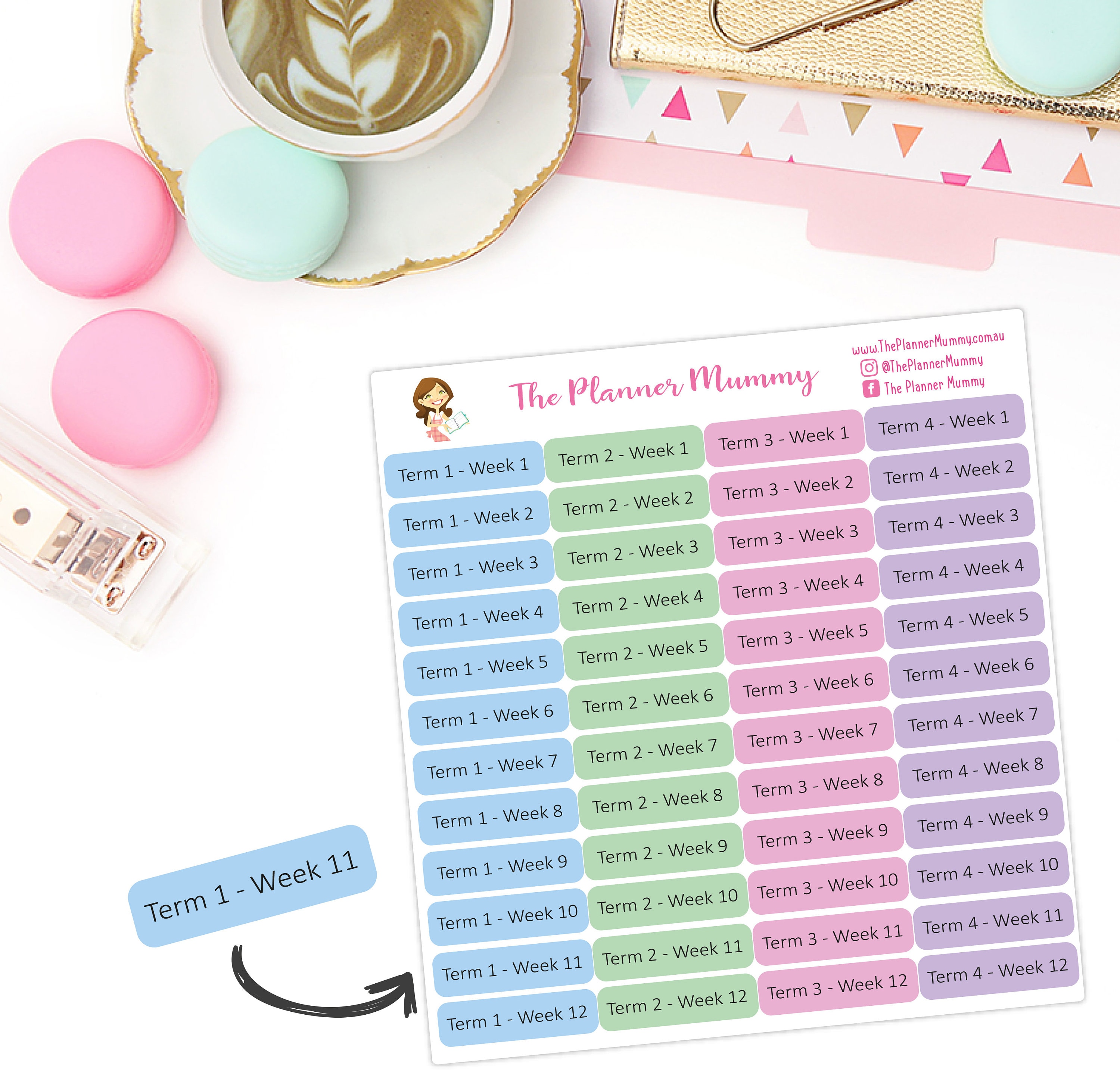 Australian School Term Stickers Pastel or Black White Planner - Etsy ...